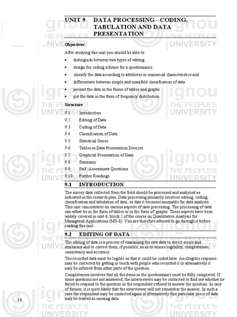 data processing and coding tabulation and data presentation pdf data analysis statistical
