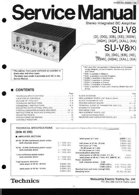 Technics SU V Amplifier Service Manual Opweb The Free Download Archive