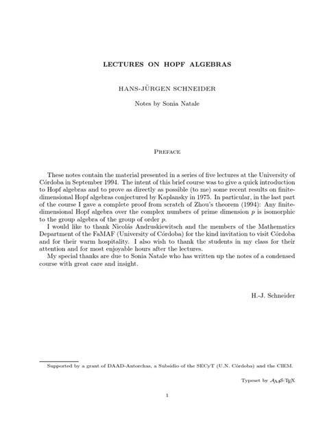 An Introduction To Hopf Algebras Lectures On Finite Dimensional Hopf