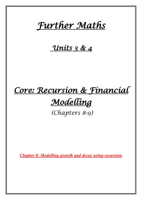 Ch 8 Recursion Note For Sac Further Maths Units 3 And 4 Core