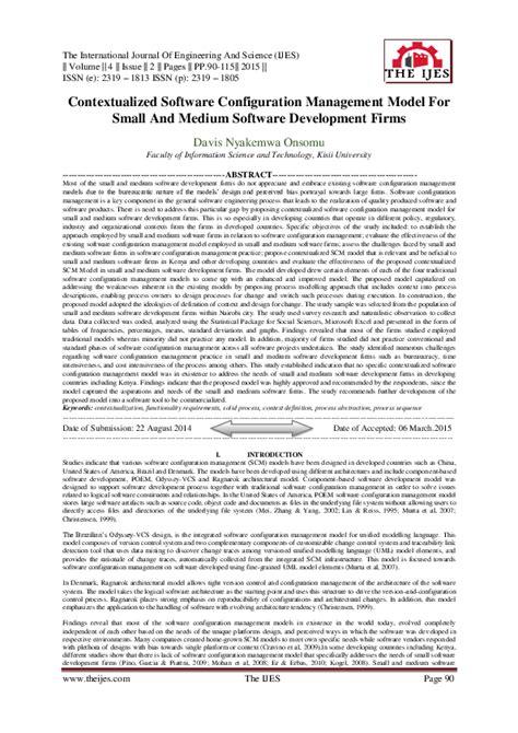 Pdf Contextualized Software Configuration Management Model For Small