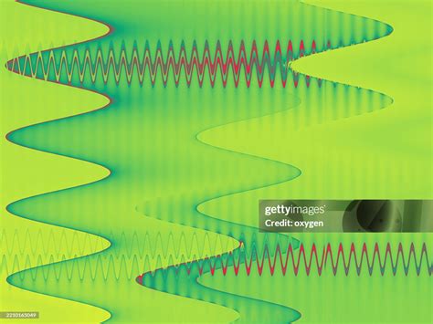 Abstract Waveform Pattern With Neon Green And Red Accents Dynamic Abstract Design Featuring