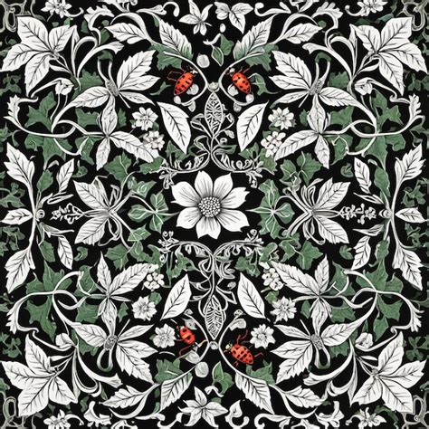 Ladybug Floral Design Premium Ai Generated Image