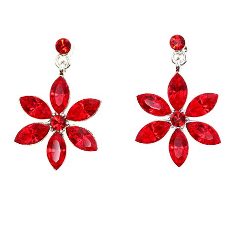 Gorgeous Crystal Dangling Daisy Floral Pierced Earrings