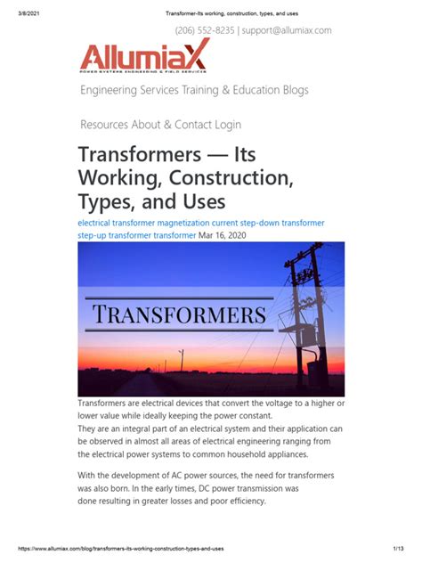 Transformer Its Working Construction Types And Uses Download Free