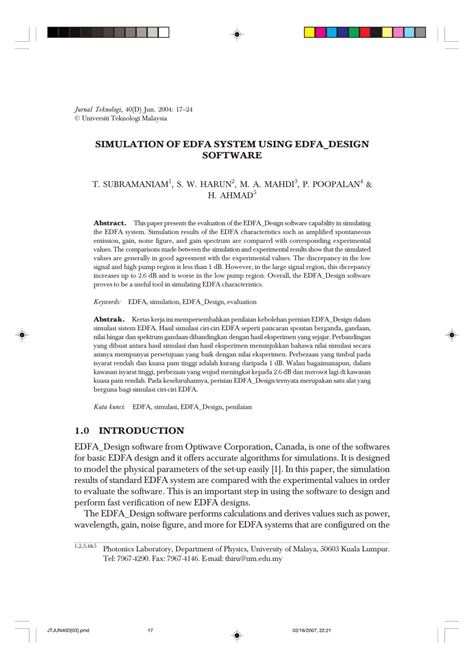 Pdf Simulation Of Edfa System Using Edfadesign Software Pdf Simulation Of Edfa System Using Edfadesign Software