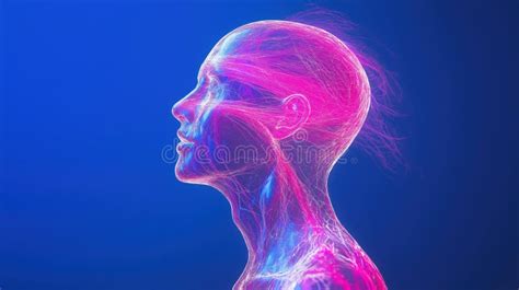 Vibrant Neural Connections In A Human Profile Stock Illustration