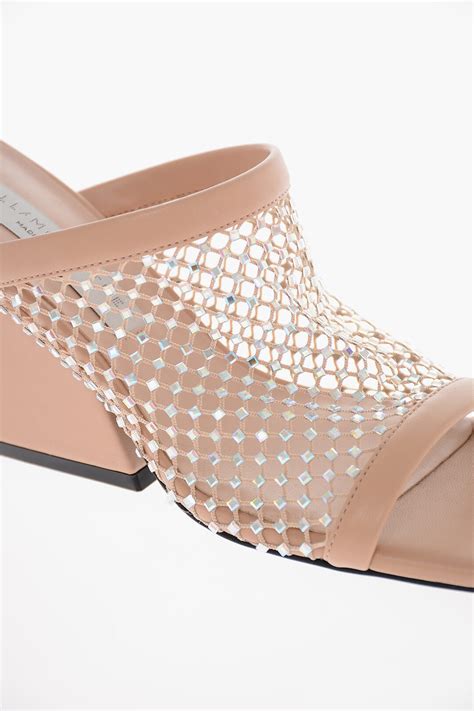 Stella Mccartney Leather Open Toe Mules With Mesh Band 8cm Women Glamood Outlet