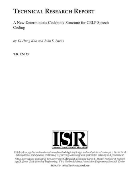 pdf a new deterministic codebook structure for celp speech coding john baras