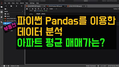 Chapter 2 4판다스pandas를 이용해 아파트 평균 매매가 알아보기 필터링 Apply 통계데이터 Groupby Youtube