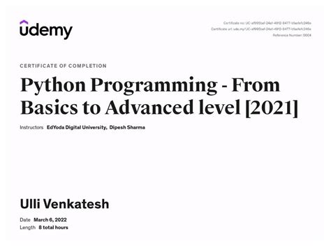 Venkatesh Ulli On Linkedin Im Thrilled To Have Completed A Comprehensive Python Programming