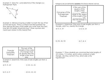 Pythagorean Theorem Converse Interactive Notebook Foldable Notes With Video