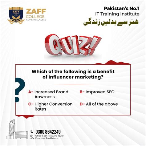 Zaff College On Linkedin 𝐏𝐎𝐏 𝐐𝐔𝐈𝐙 Q Which Of The Following Is A Benefit Of Influencer