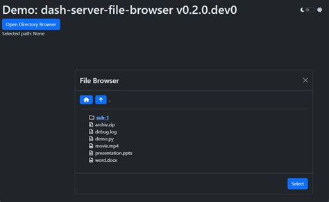 Github Zoraiyodash Server File Browser Dash Component To Browse Directories And Files On The