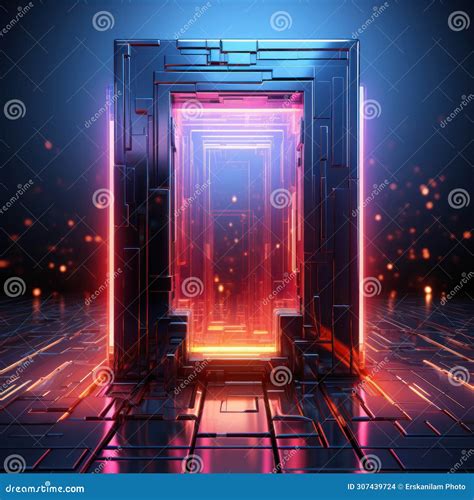 Rectangular Digital Design With Glowing Neon Texture And Elegant Background Of Glowing Lights