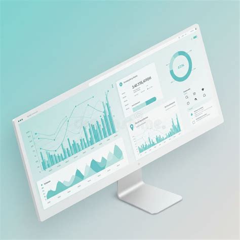 A Computer Monitor Displaying A Data Dashboard With Various Charts And