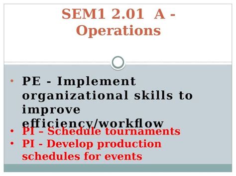 Pptx Pe Implement Organizational Skills To Improve Efficiencyworkflow Sem1 201 A