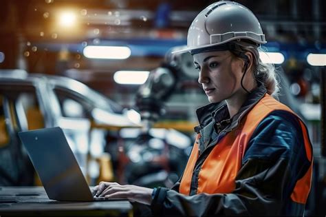 Engineer Monitoring Robotic Automation In Factory Premium Ai Generated Image