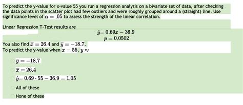Solved To Predict The Y Value For X Value You Run A Chegg Com
