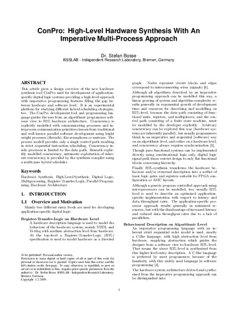 Pdf Conpro High Level Hardware Synthesis With An Imperative Multi