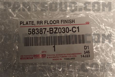 Plate Rr Floor Fini 58387bz030c1 Toyota Parts Partsouq