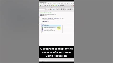 c program to reverse a sentence using recursion youtube