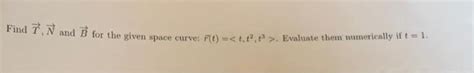 solved find t n and b for the given space curve r t