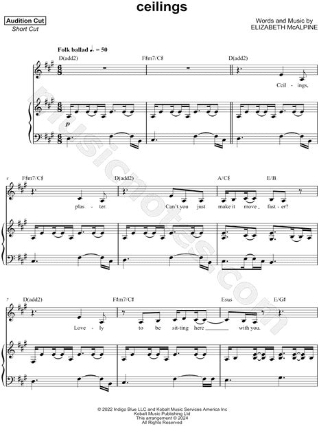 Lizzy Mcalpine Ceilings Sheet Music In A Major Transposable