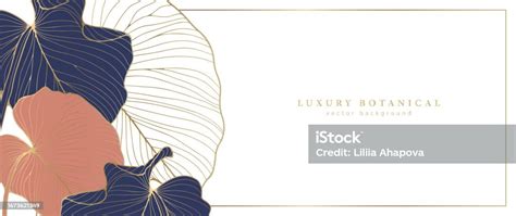 황금빛 나뭇잎이 있는 미니멀한 열대 배경 텍스트 사진 졸업장 엽서 및 프리젠테이션을 위한 고급 식물 배경 0명에 대한 스톡 벡터 아트 및 기타 이미지 Istock