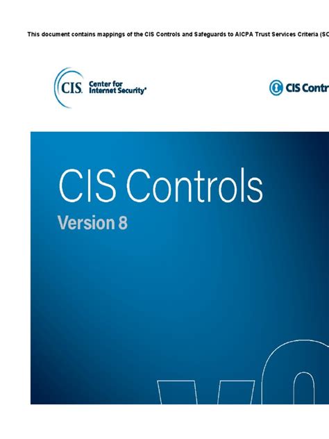 Cis Controls V8 Mapping To Soc2 Final 08 19 2021 Pdf Computer Network Malware