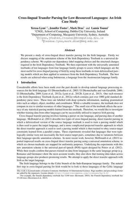 Pdf Cross Lingual Transfer Parsing For Low Resourced Languages An