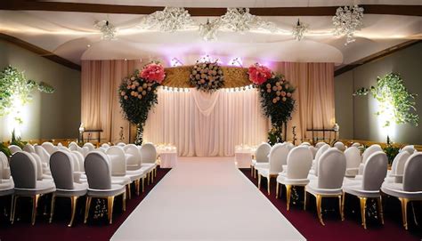 Premium Photo Beautiful Interior Of Marriage Hall Decorated Stage For