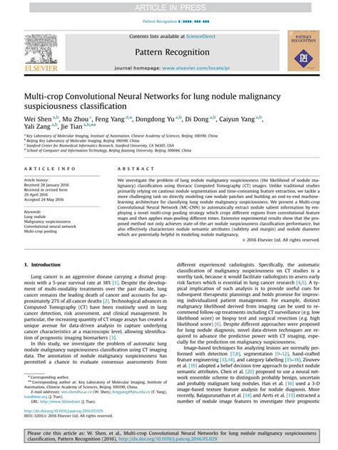 Pdf Multi Crop Convolutional Neural Networks For Lung Nodule · Learning Architecture For