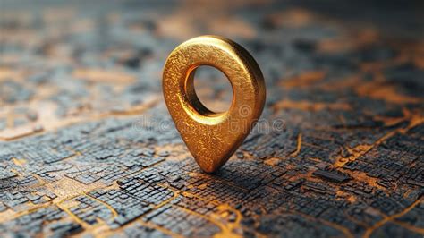 Golden Location Marker On Urban City Map Stock Illustration Illustration Of Position Business