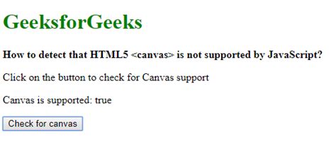 How To Detect Html Is Not Supported By Javascript Geeksforgeeks