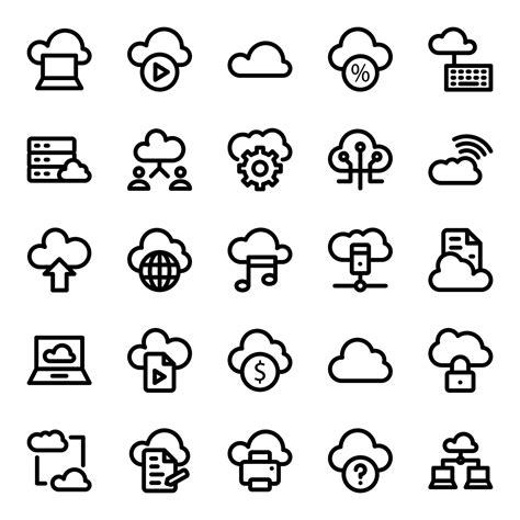 Outline Icons For Cloud Computing Vector Art At Vecteezy