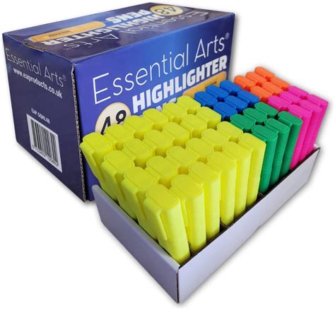 Essential Arts Square Highlighter Assorted Bulk Pack Of 48 Includes