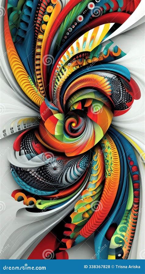 A Vibrant Abstract Swirl Of Colors And Patterns Creating A Dynamic Visual Experience Stock