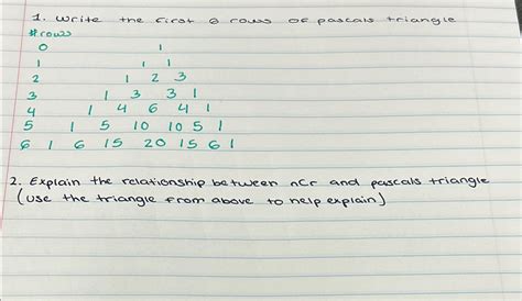 Solved Write The First 6 Rows Of Pascals TriangleExplain Chegg Com