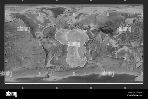 African Tectonic Plate On The Grayscale Elevation Map In The Patterson Cylindrical Projection