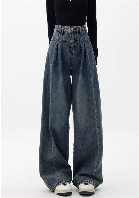 Size S Color Dark Blue Baggy Jeans For Women Baggy Ripped Jeans