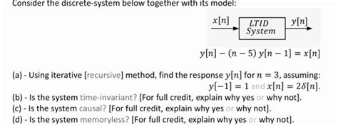 Solved Consider The Discrete System Below Together With Its Chegg