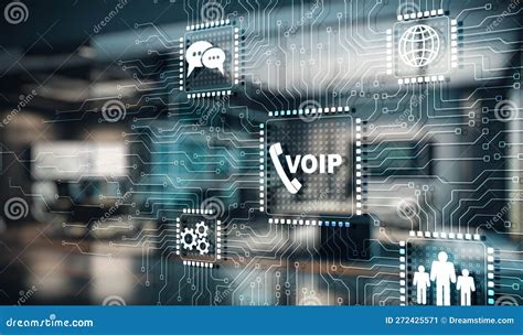 Voip Telecommunication Concept Ip Phone Connecting Voip Device Stock Illustration