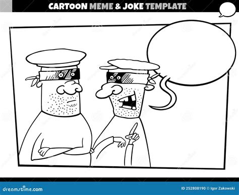 Cartoon Meme Template With Speech Bubble And Comic Thieves Vector