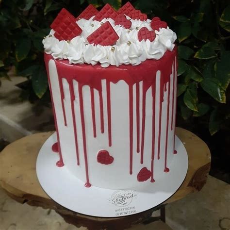 خرید و قیمت کیک دوقلوی زیبا شکلاتی و وانیلی با تزیین شکلاتهای دست ساز و