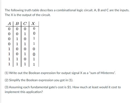 Solved The Following Truth Table Describes A Combinational