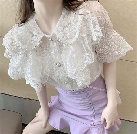 เสื้อลูกไม้ประดับไข่มุก ใส่กับผ้าถุงสวยมาก อก34 Loveladyyy จำหน่าย