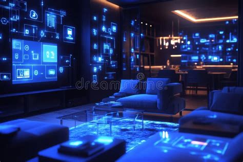 Modern Smart Home Components Management System Ai Augmented Reality Smart Home Interior Stock