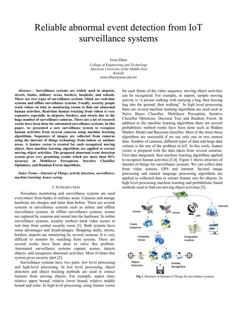 Pdf Reliable Abnormal Event Detection From Iot Surveillance Systems