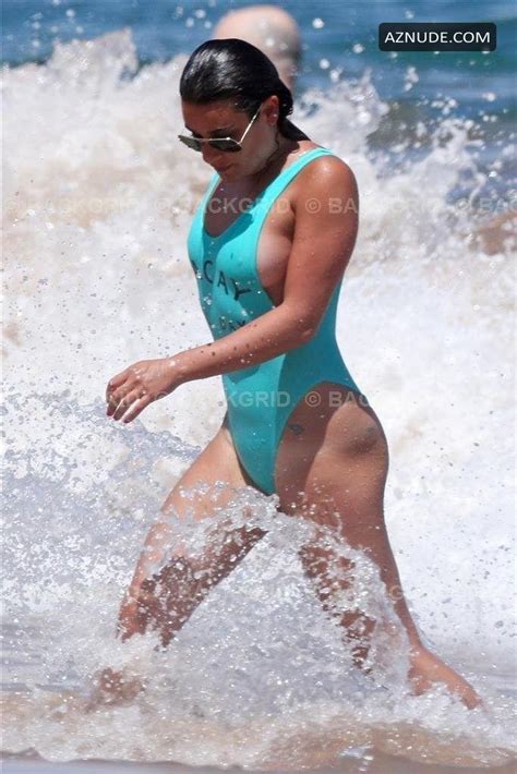 Lea Michele Sexy Doing Some Serious Stretches While Vacationing With Her Gals In Maui Aznude
